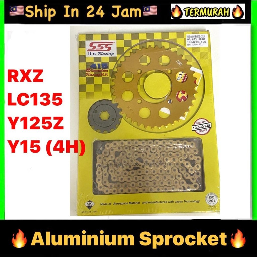 SSS Alloy 415 Sprocket + Chain (ALUMINIUM) RXZ LC135 125Z 125ZR Y110 ...