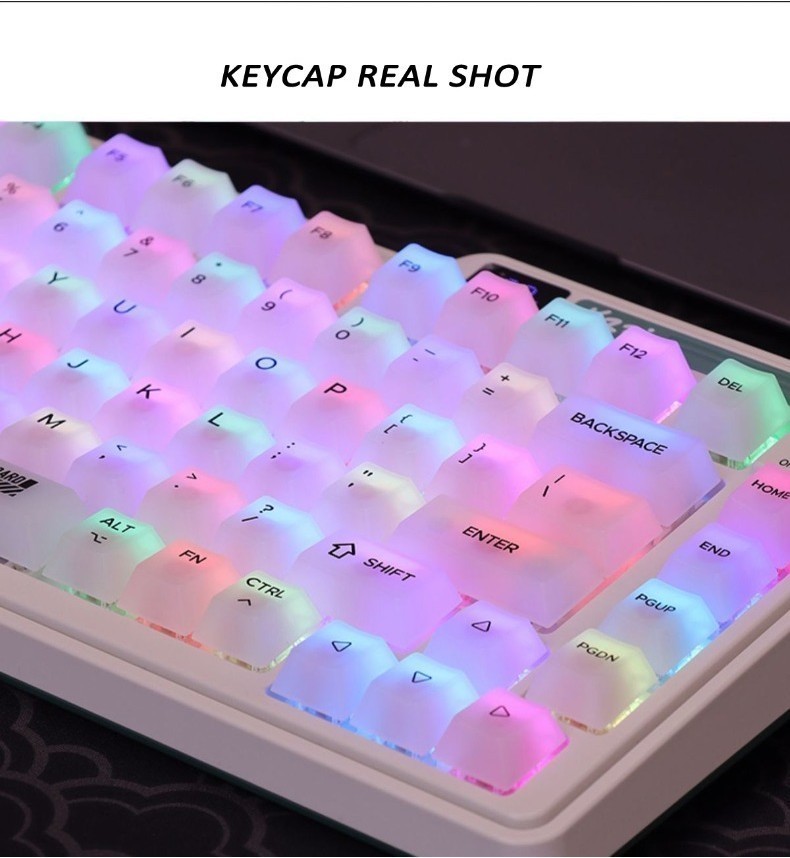 122 Keys Milky White Keycap Frosted Fog Transparent Matte PC ABS ...
