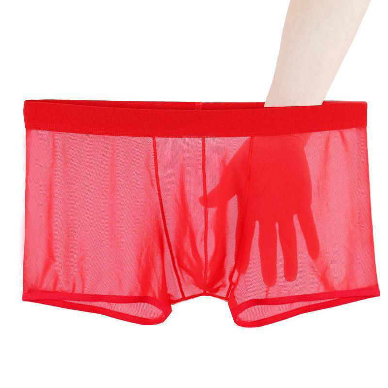 Fully Transparent Men's Boxer Briefs Black plus Size Mid Mid-Waist Sexy ...