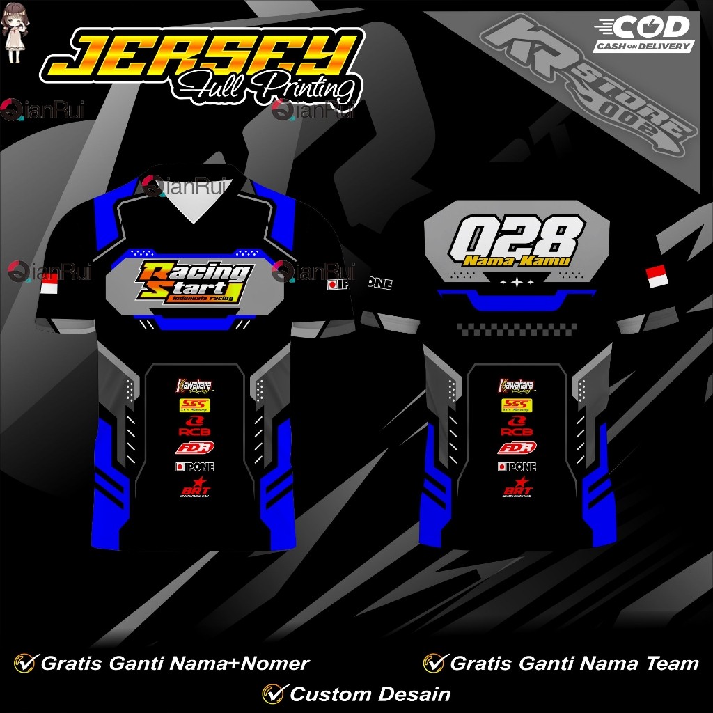 Baju Jersey Racing Start Indonsia Full Printing | Shopee Malaysia