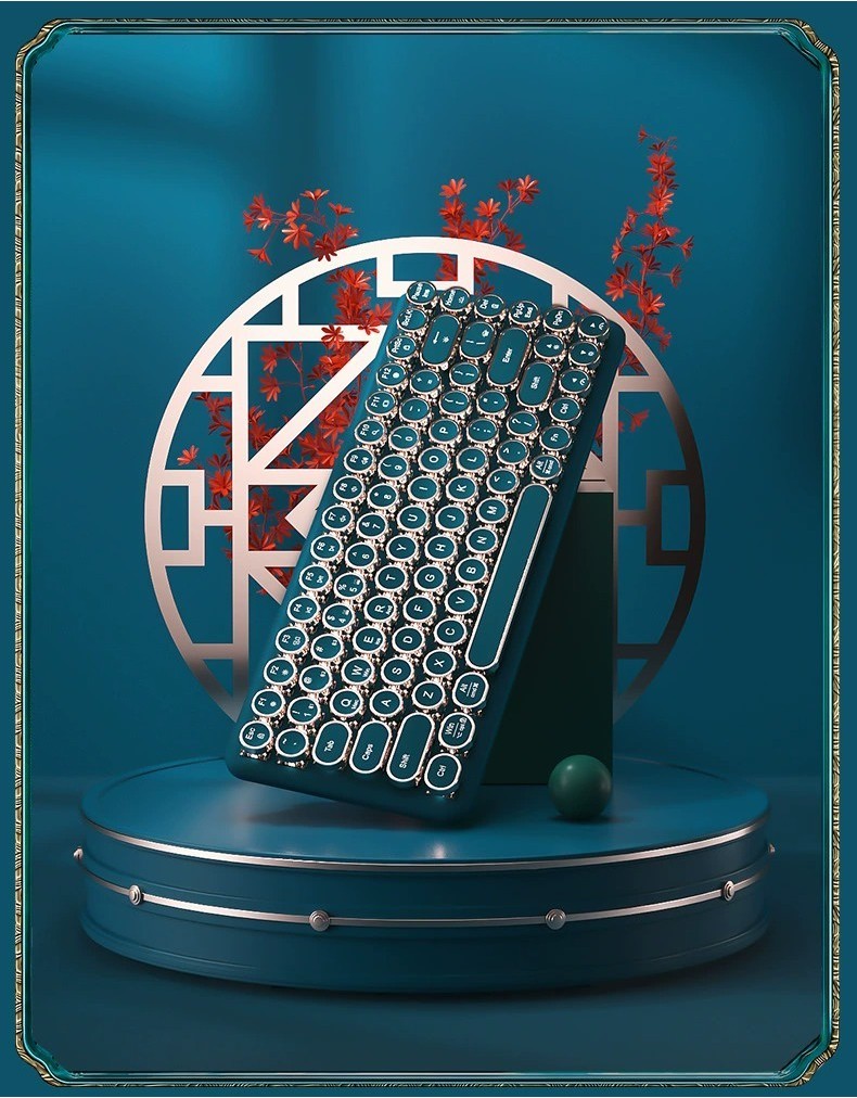 BOW Steampunk Mechanical Keyboard Wireless Bluetooth 3 Mode Vintage ...