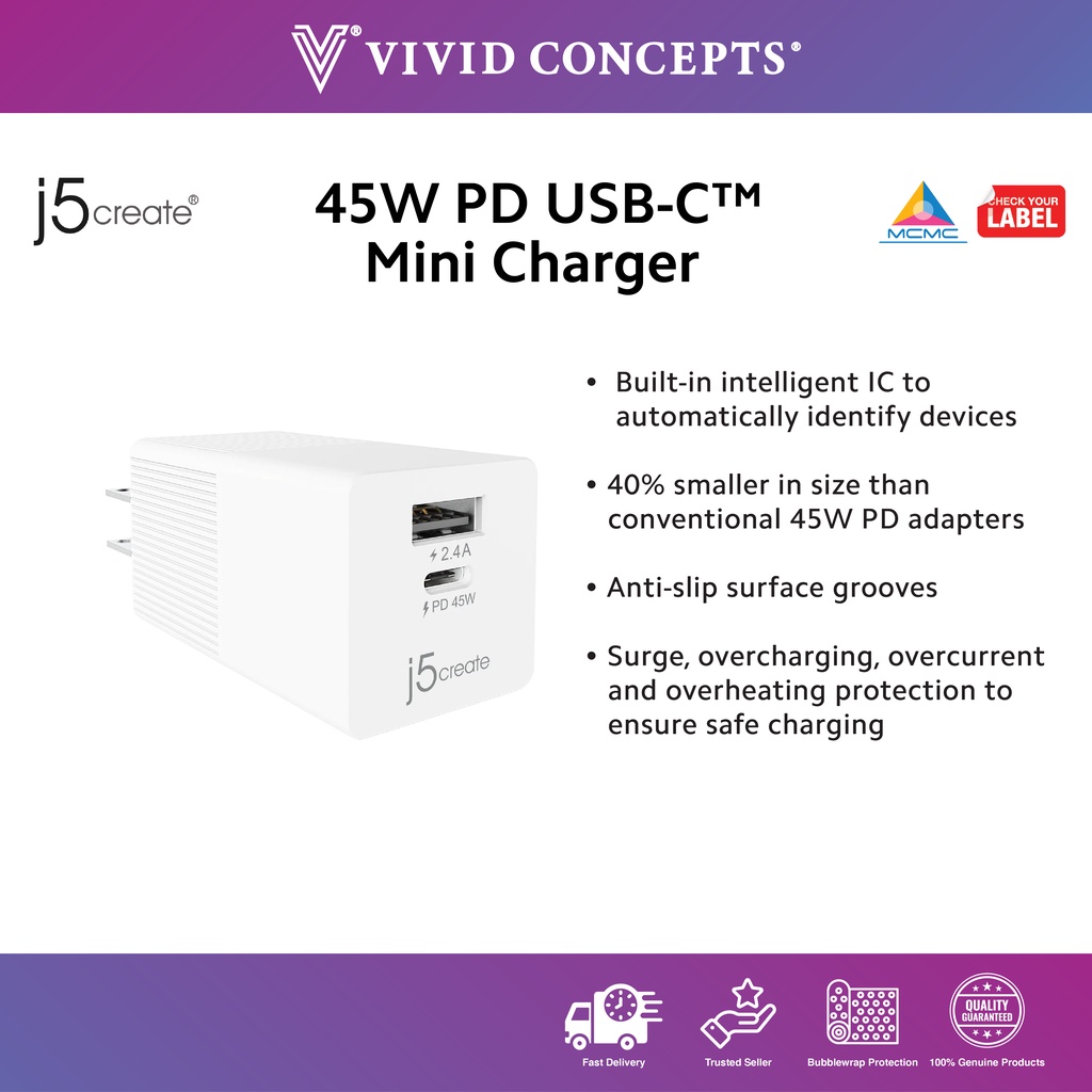 [New Arrival] j5 Create 45W PD USB-C Wall Charger | Shopee Malaysia