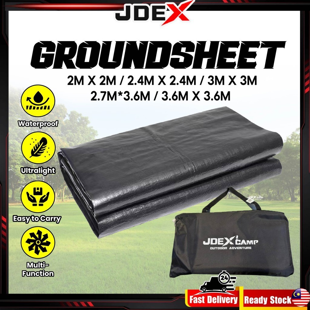 JDEX Ground Sheet 2500mm Waterproof 2M*2M / 2.4M*2.4M / 3M*3M / 2.7M*3.6M / 3M*4.8M groundsheet ...