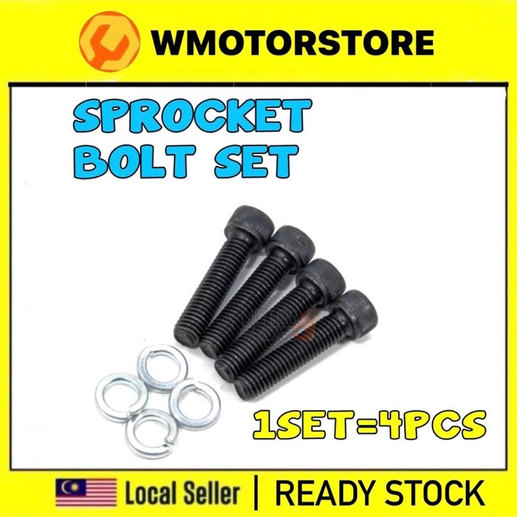 (SET) Screw Sprocket Bolt Set Screw Allen Key M8 Skru Spoket Lengki ...