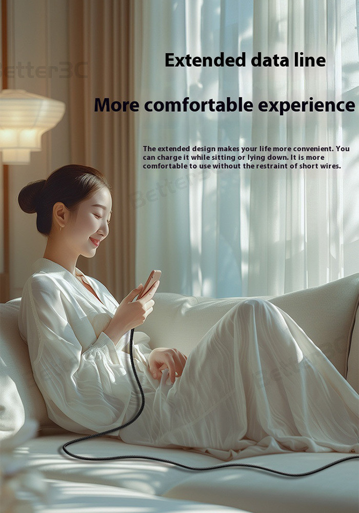 3M/5M Ultra Long Phone Charger Data Cable at Home 66W Fast Charging USB ...