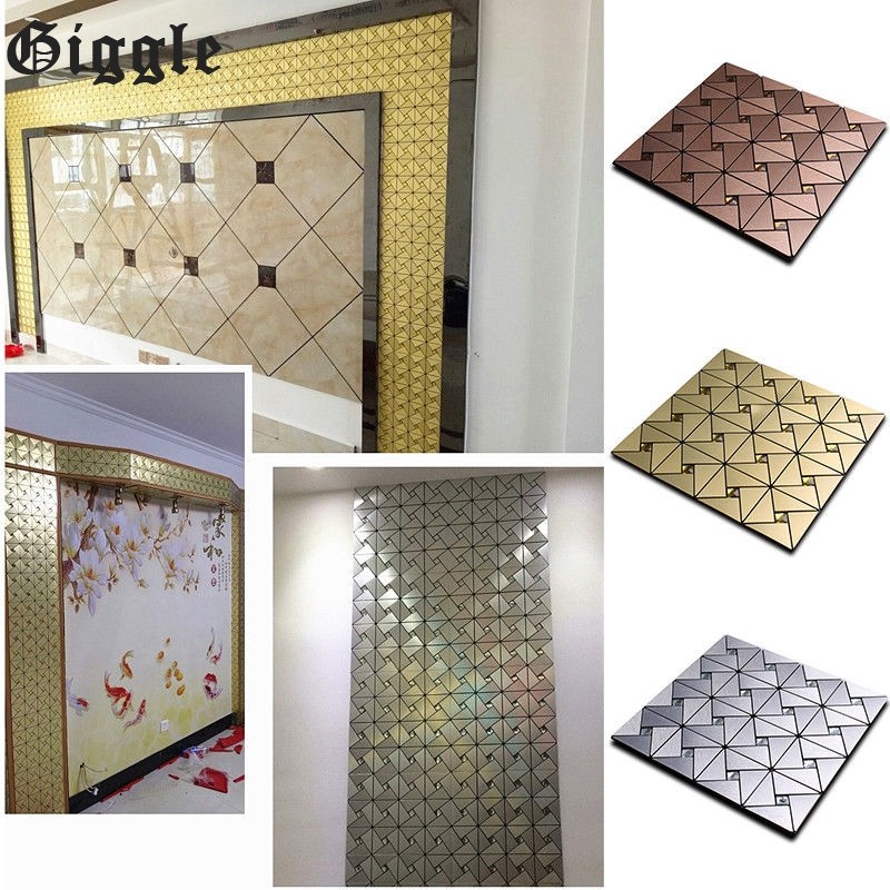 【GIG】Mosaic Aluminum Backsplash Wall Tile Self Adhesive Peel and Stick ...
