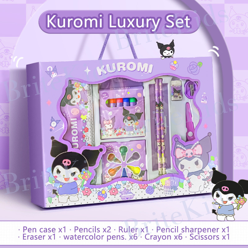 Kuromi Luxury Stationery Set For Kids Melody Cinnamoroll 19 In 1 Crayon ...