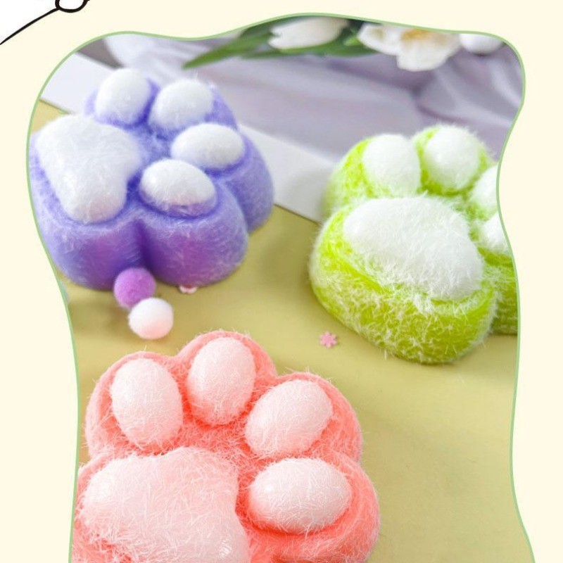 Flocking Cat Paw Squeeze toy Mochi Taba Squishy Toy Fidget Toy Cat Paw ...