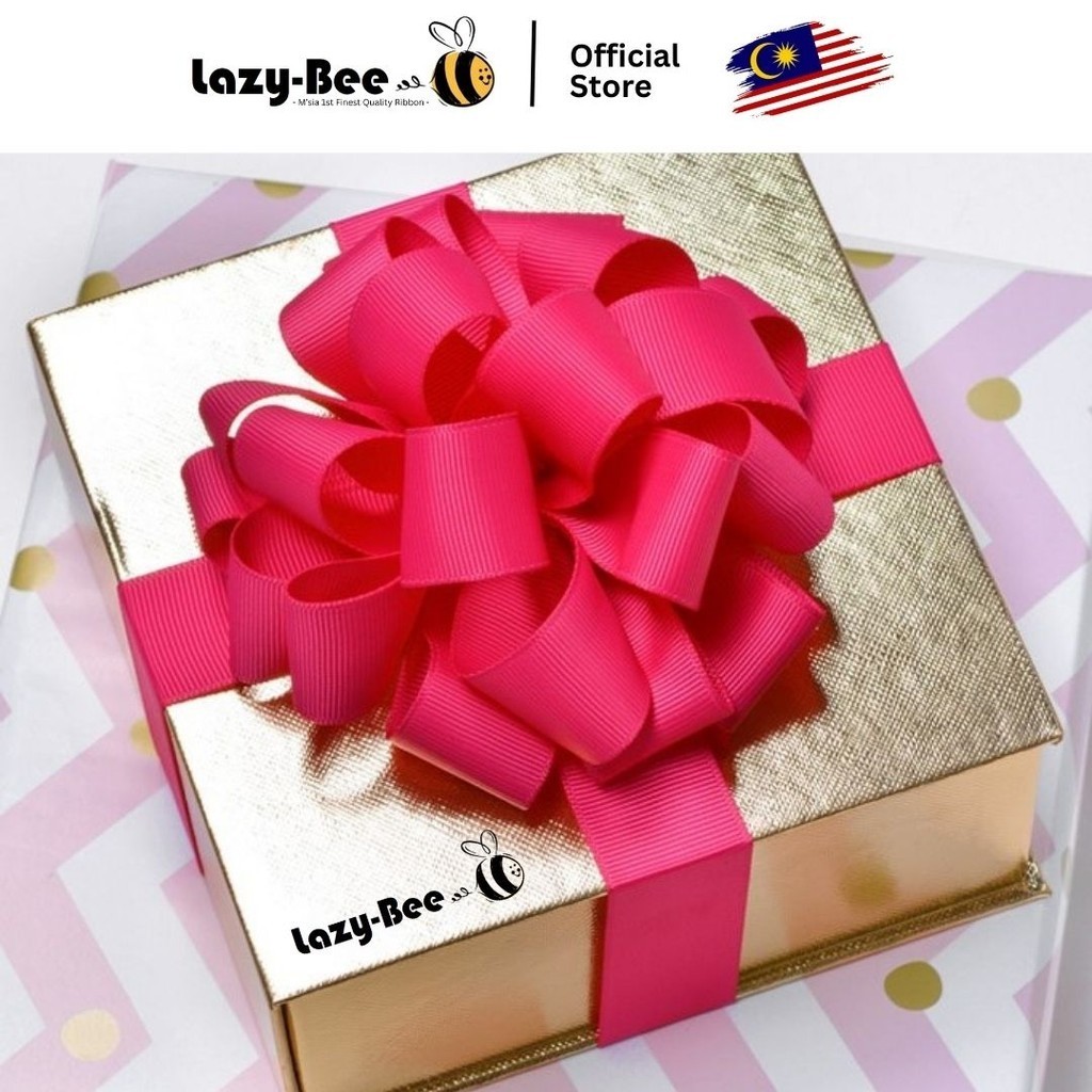 LAZY BEE 5 meter Rose Pink Azalea Grosgrain Ribbon Reben Door Gift Wrap ...