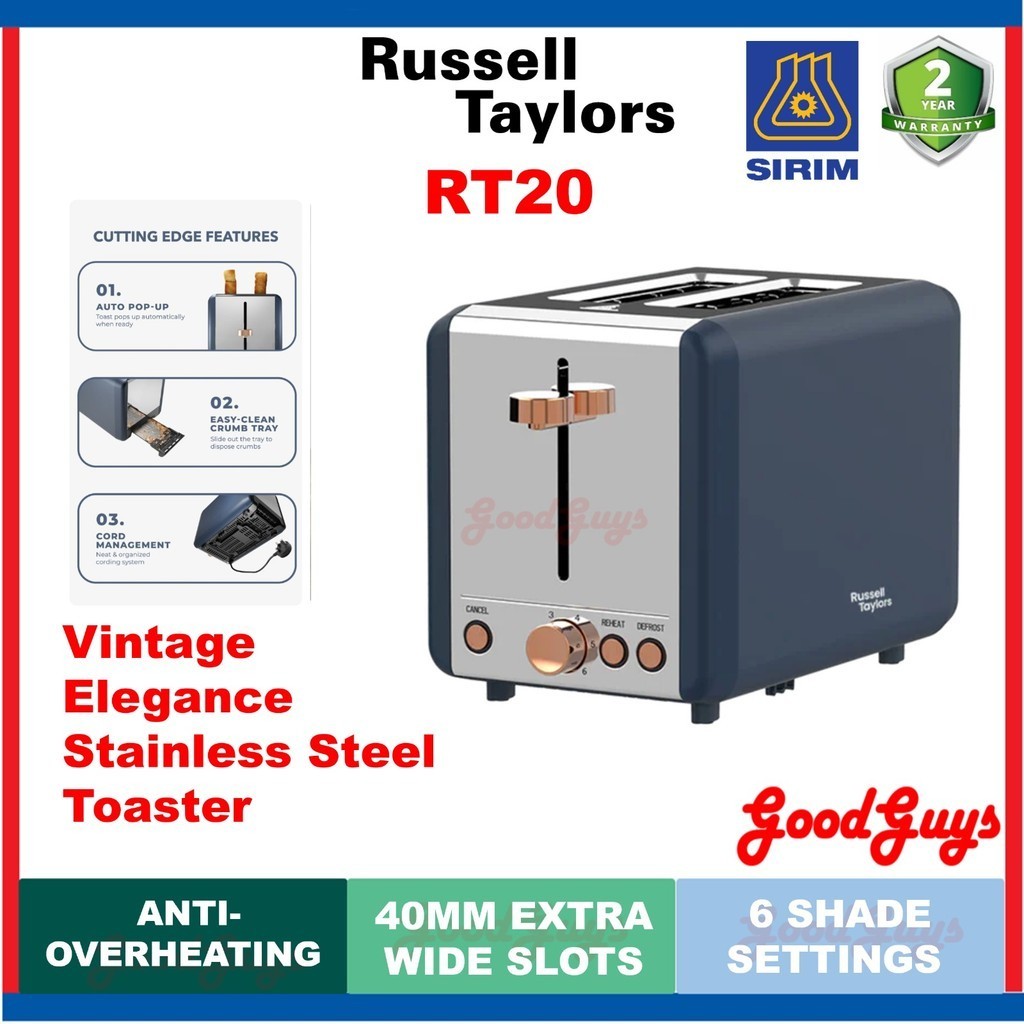 Russell Taylors RT20 Vintage Elegance Stainless Steel Toaster | Shopee ...