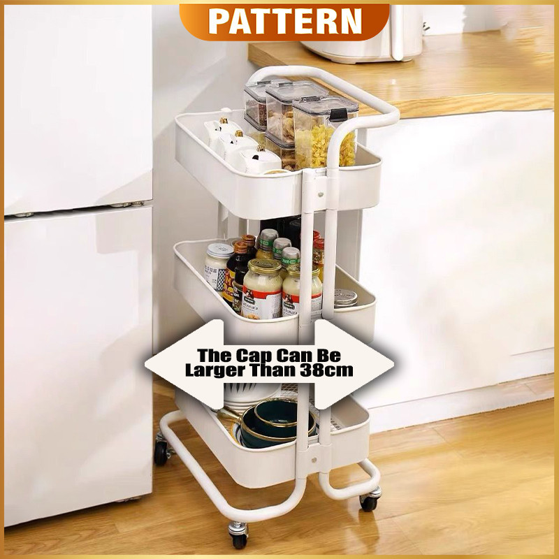PATTERN 3 Tier Trolley Multifunction Storage Rack with Handle | 100% ...