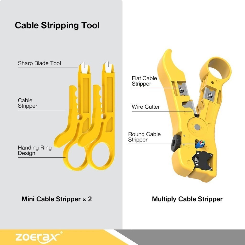 ZOERAX Professional Network Tool Kit, 8 in 1 RJ45 Crimp Tool Kit - Pass ...