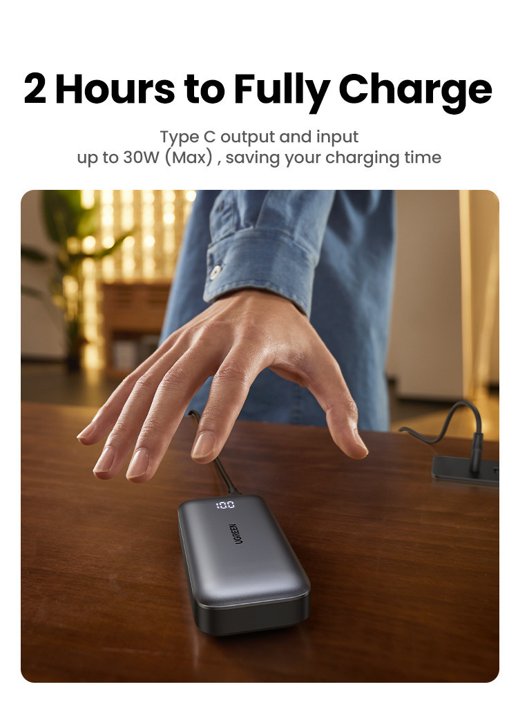 UGREEN 10000mAh Two-way Fast Charging Power Bank 30W PD Fast Charging ...