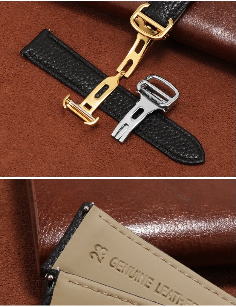 Litchi Genuine Leather Watch Strap for Cartier Tank London Solo Series ...