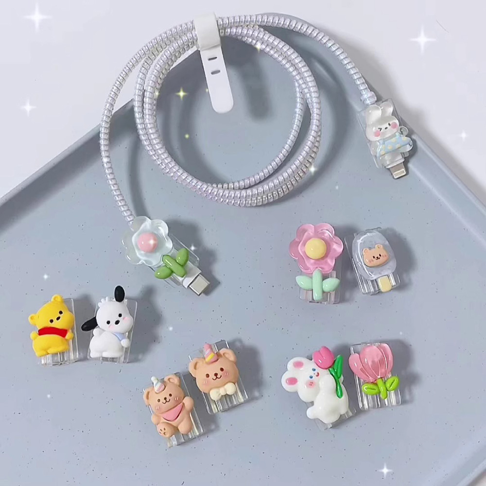 Cute Winnie Bear Cable Winder Protector Compatible for USB Charger ...