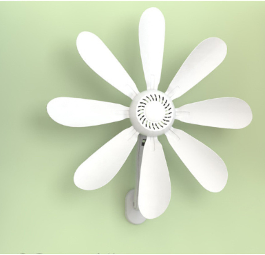 Wall-mounted Electric Fan 5/8 Leaves No-Drill Hang Ceiling Fans Mute 1 ...