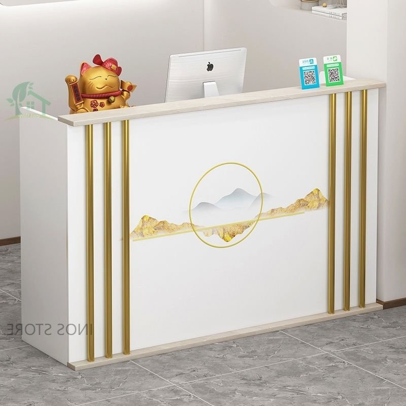 WHITE Cashier Counter Table Commercial Reception Wooden Desk Office ...
