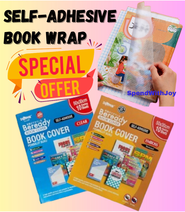 【SpendWithJoy】Self Adhesive Book Cover Wrapping Exercise Book Wrapper ...
