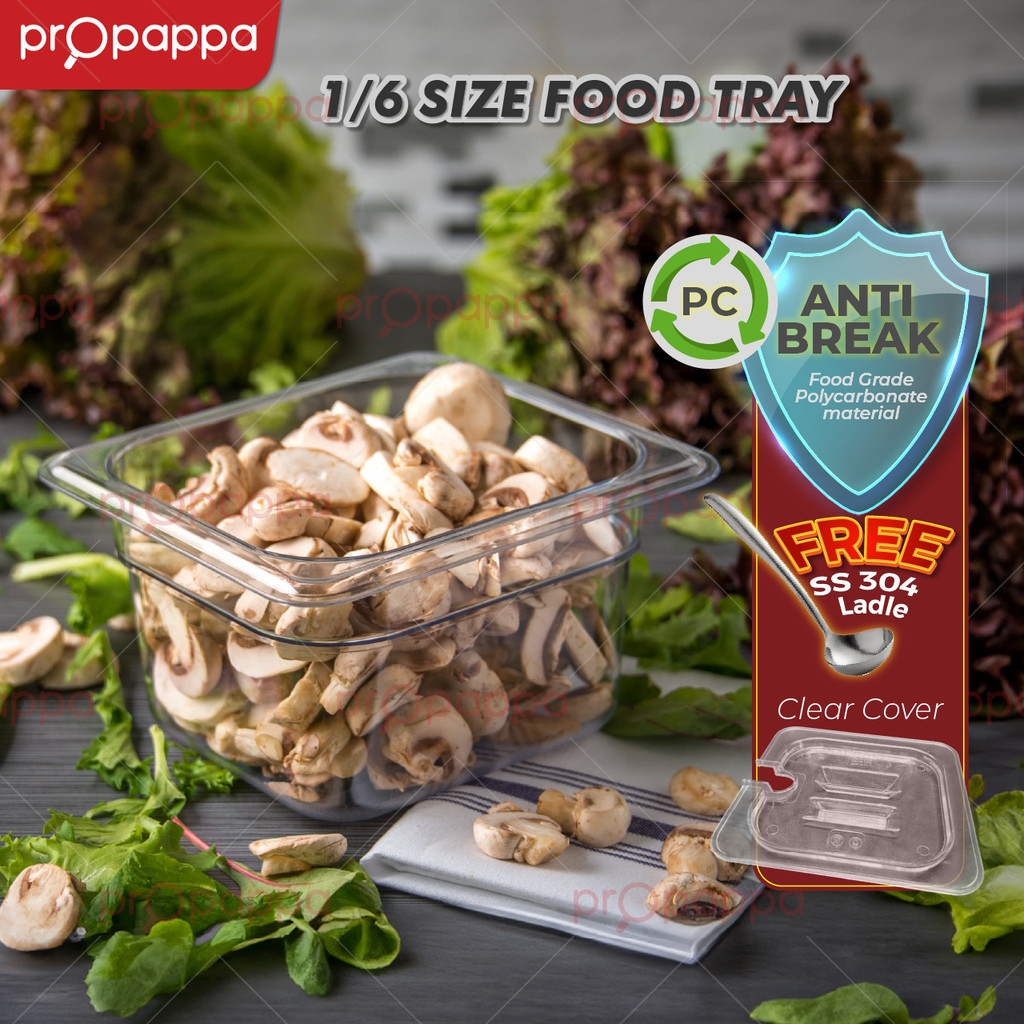 Propappa - Buffet Tray With Cover 1/6 Clear Polycarbonate (PC) Food ...