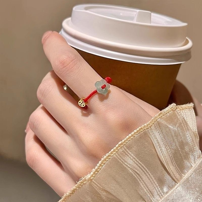 Chinese Coin Flower Hand-woven Adjustable Rings for Women Simple Cloth ...