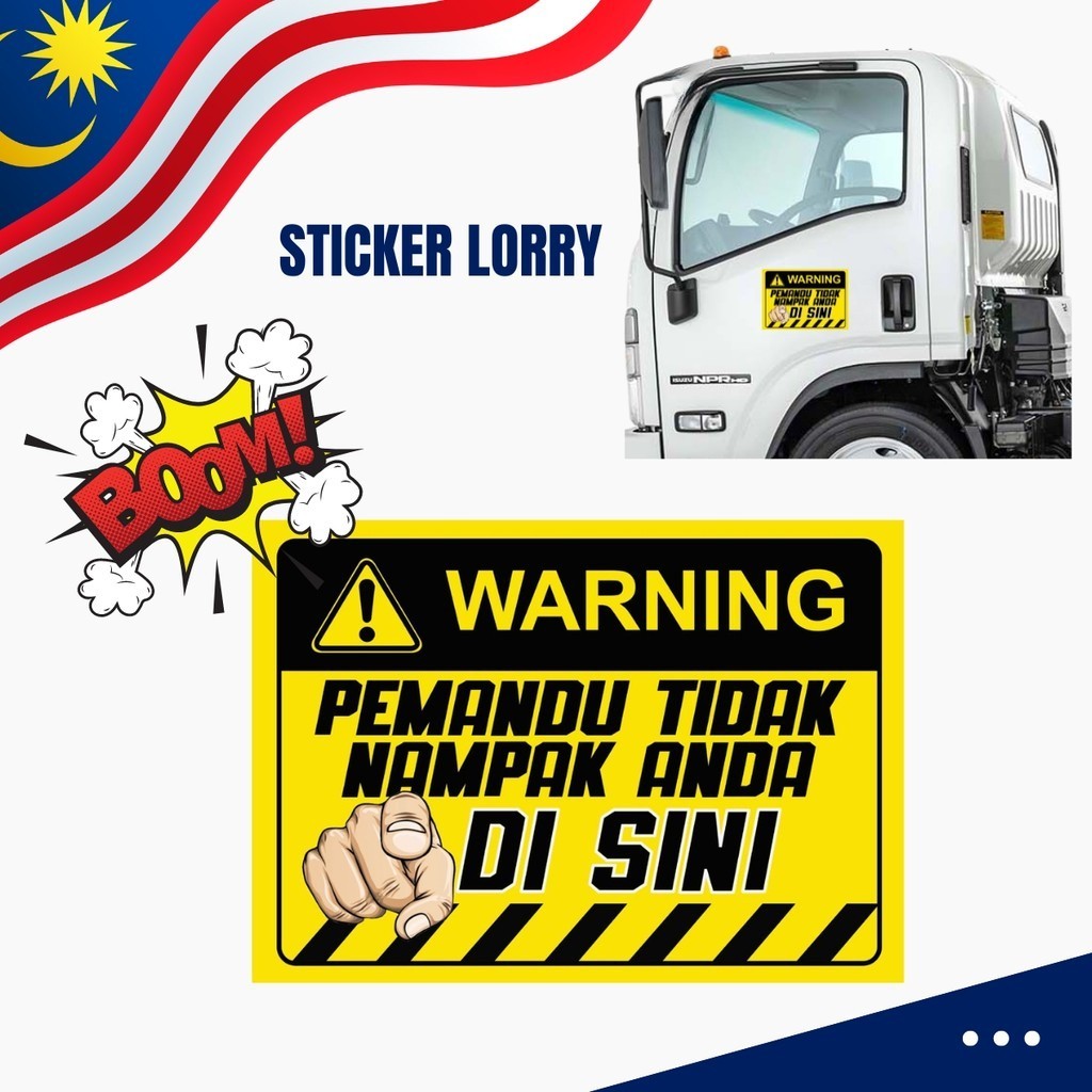 Stiker Tepi Lori Awas Side Sticker Lorry Caution Truck Trailer Blind ...