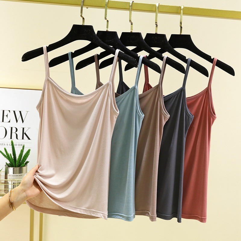 women modal cotton camisole tank comfort top women's short slim fit ...