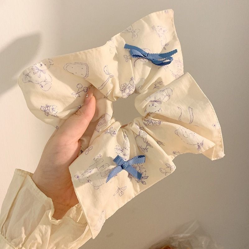 French Literary Retro Sweet Square Scarf Large Intestine Hair Circle ...