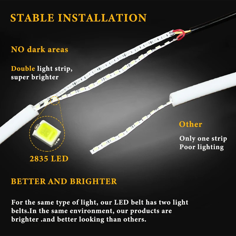 2PCS/set 12V 24V 30/45/60/75cm DRL Flowing Flexible LED Tube Strip ...