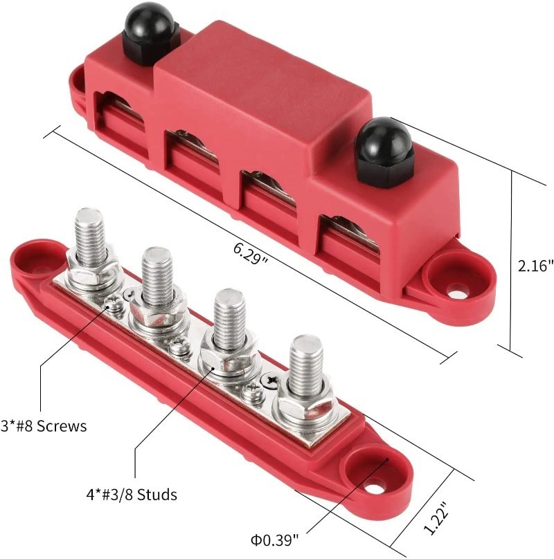 48v 250a 4 Terminal Studs Busbar Powerterminal Block M8 M10 High ...