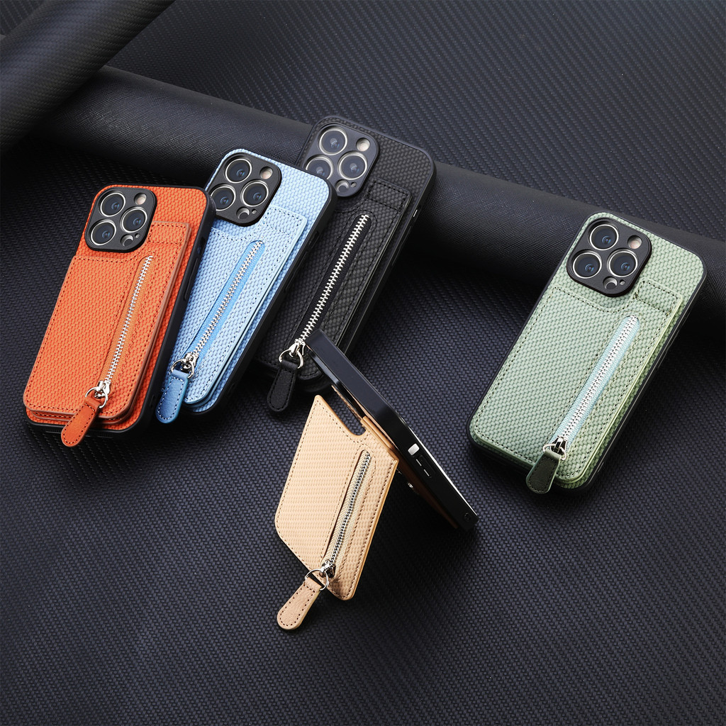 Leather Zipper Wallet with Card Holder Phone Case for IPhone 15 14 Plus ...