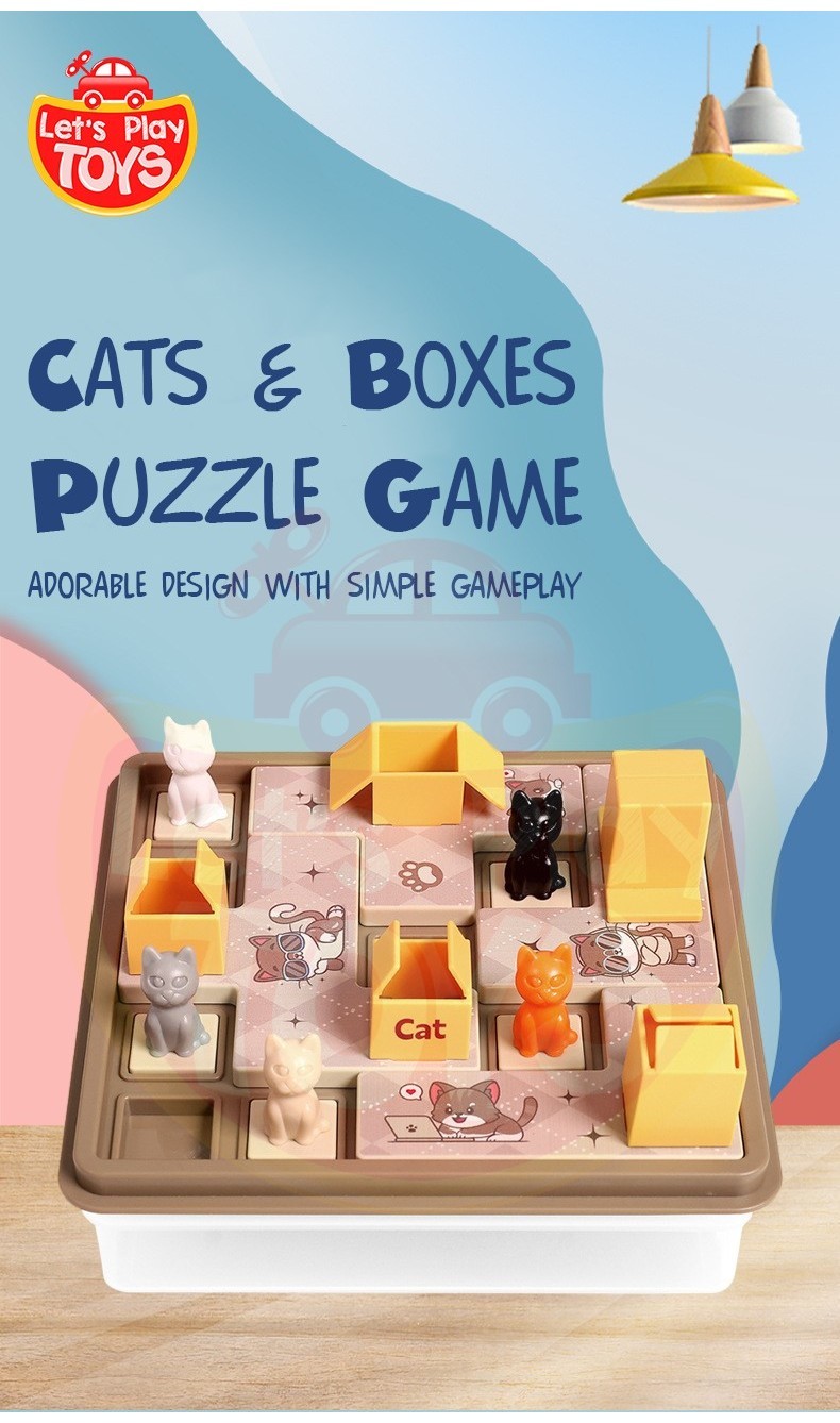 Cats & Boxes Travel Puzzle Game Smart Games with Solution IQ Training Early Education Toys ...
