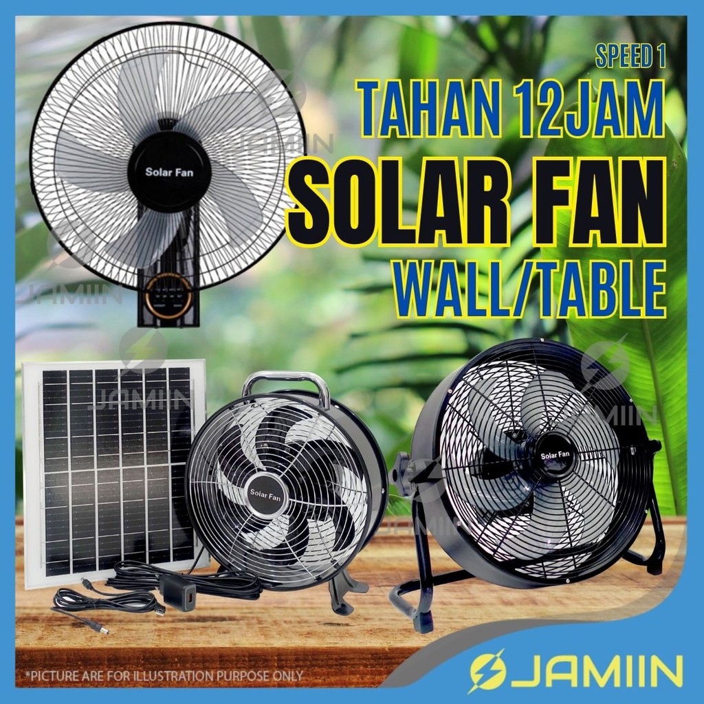 10" / 12" / 16" KIPAS SOLAR Kipas Dinding Rechargeable Fan Kipas Solar ...