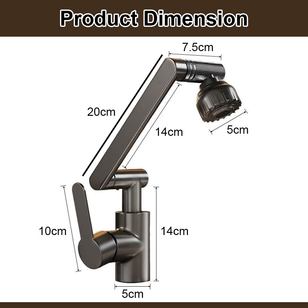 Borong365 Dual Mode Mechanical Rocker Arm Faucet Sink Faucet Basin Tap ...