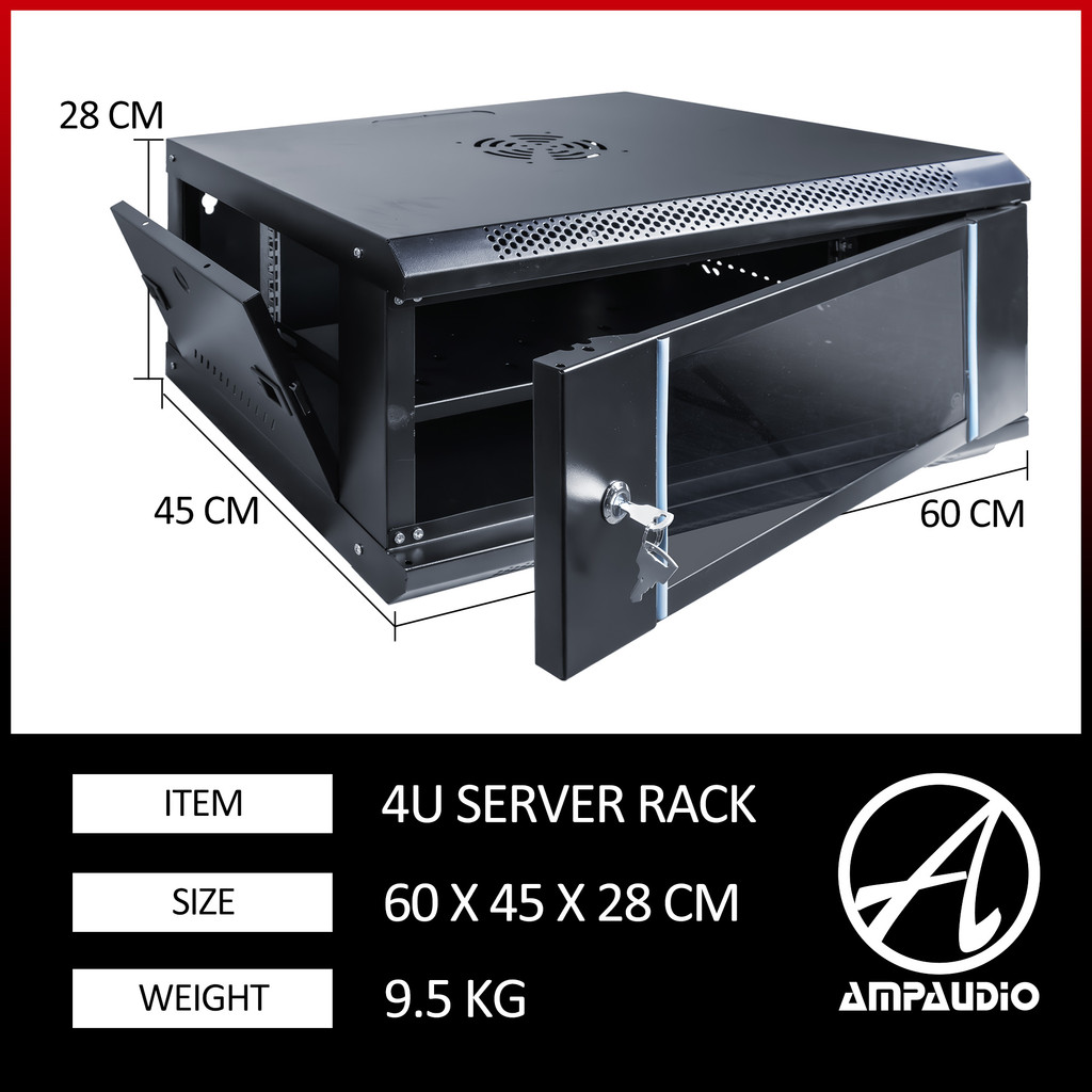 AmpAudio 4U Server Rack Wall Mount Server Rack (FREE TRAY) | Shopee ...