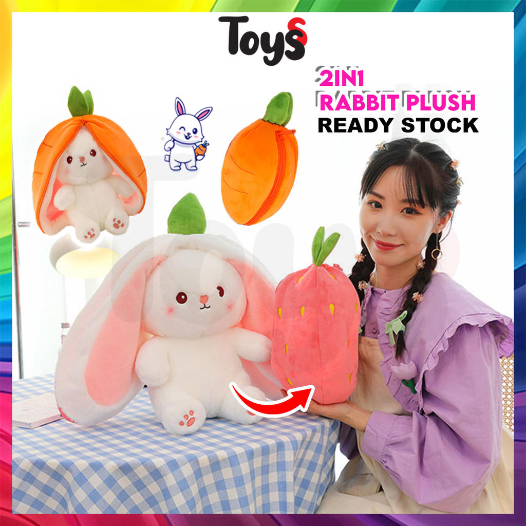 ⚡Toyss Strawberry Plushie Rabbit Patung Rabbit Bunny Plushie Rabbit ...