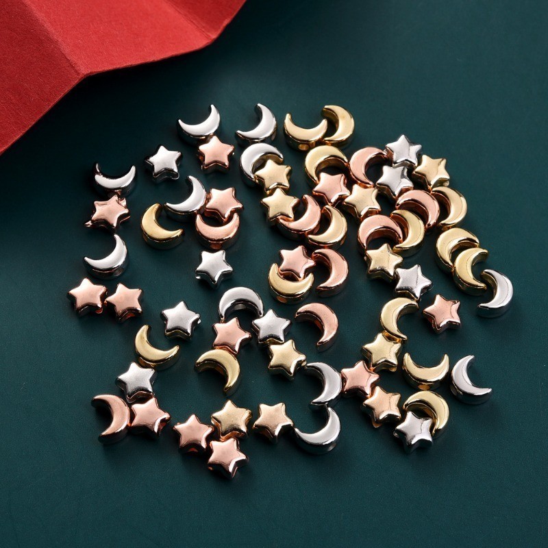 100pcs Assorted Star & Moon Spacer Beads Eid-ul-fitr Beads & Bead ...