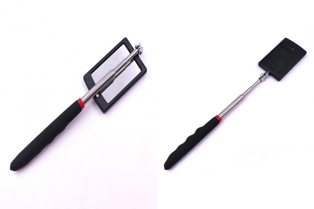 Inspection Mirror with LED Light 360-degree Rotation Telescopic Rod ...