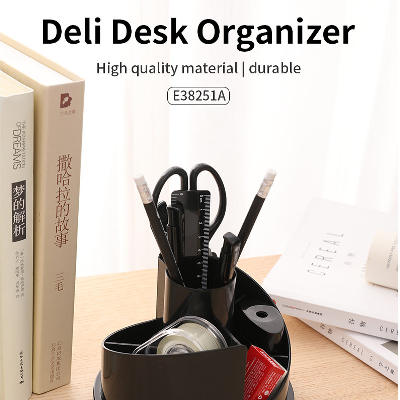 Deli Office Stationery Bundle Kit Set with Rotating Desk Organizer ...