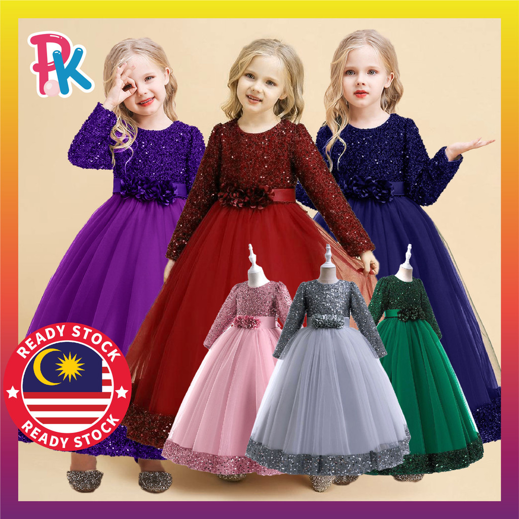 [4-9±yrs] Gaun Budak Girl Dress Kids Dress Princess Retro Kembang Soft ...