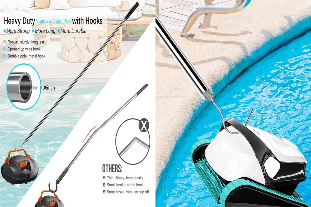 ALINA Pool Item Retrieval Tool Stainless Steel Pool Cleaning Hook ...