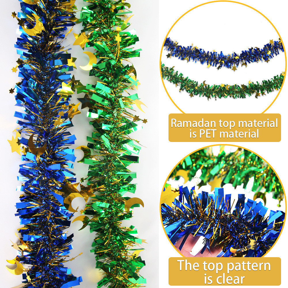 2M Hari Raya Moon Star Metallic Garland Ramadan Decoration Foil Tinsel ...
