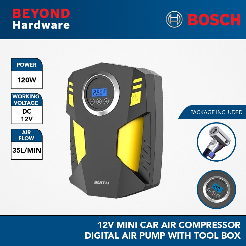 12V Mini Car Air Compressor Digital Tire Inflator LED Light Motorcycle ...