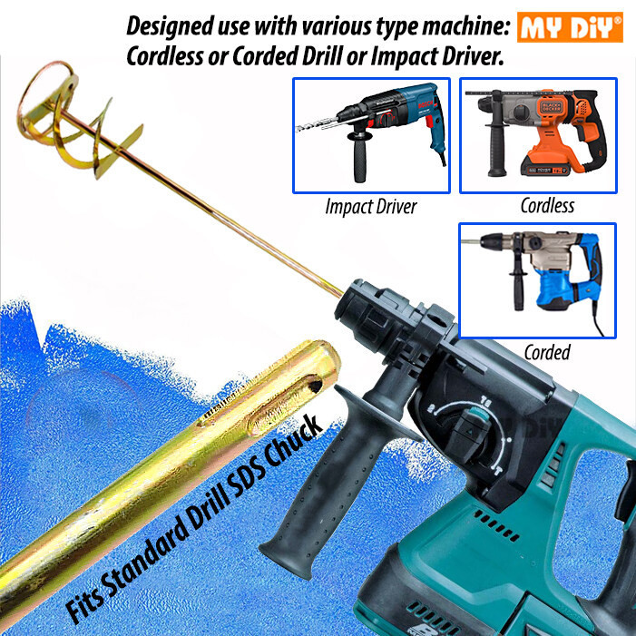 MYDIYHOMEDEPOT - 24inch SDS Heavy Duty Paint Mixer Rod Bar Cement ...