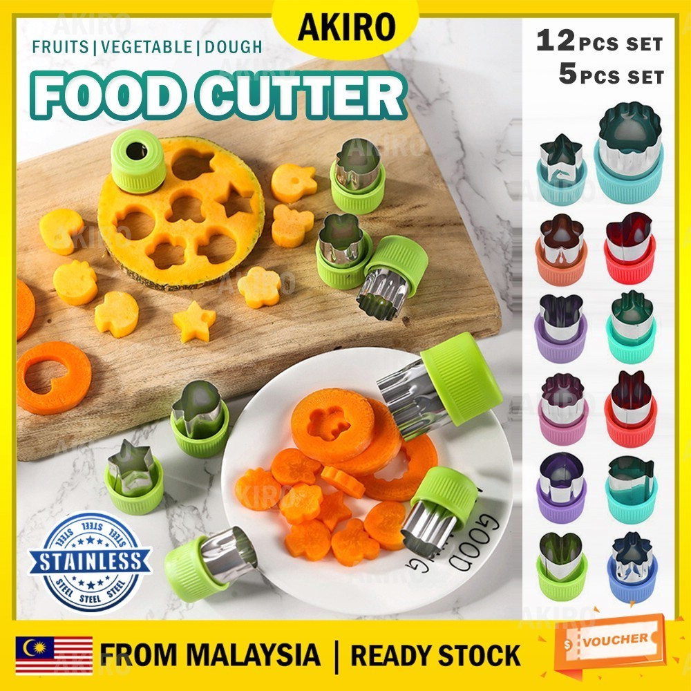 AKIRO 12pcs Stainless Steel Shape Cutter Rust-free Vegetable Baby Fruit ...