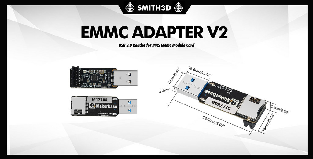 MKS EMMC Adapter V2 USB 3.0, TF Card reader USB 3.0 for MKS EMMC Module ...