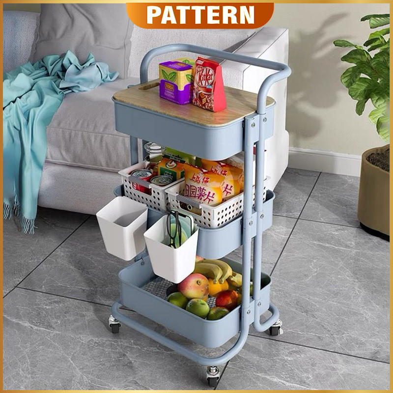PATTERN 3 Tier Trolley Multifunction Storage Rack with Handle | 100% ...