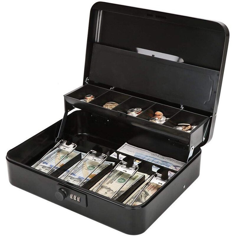Tray Cash Lockable Security Cashier Drawer Storage Safety Deposit Box ...