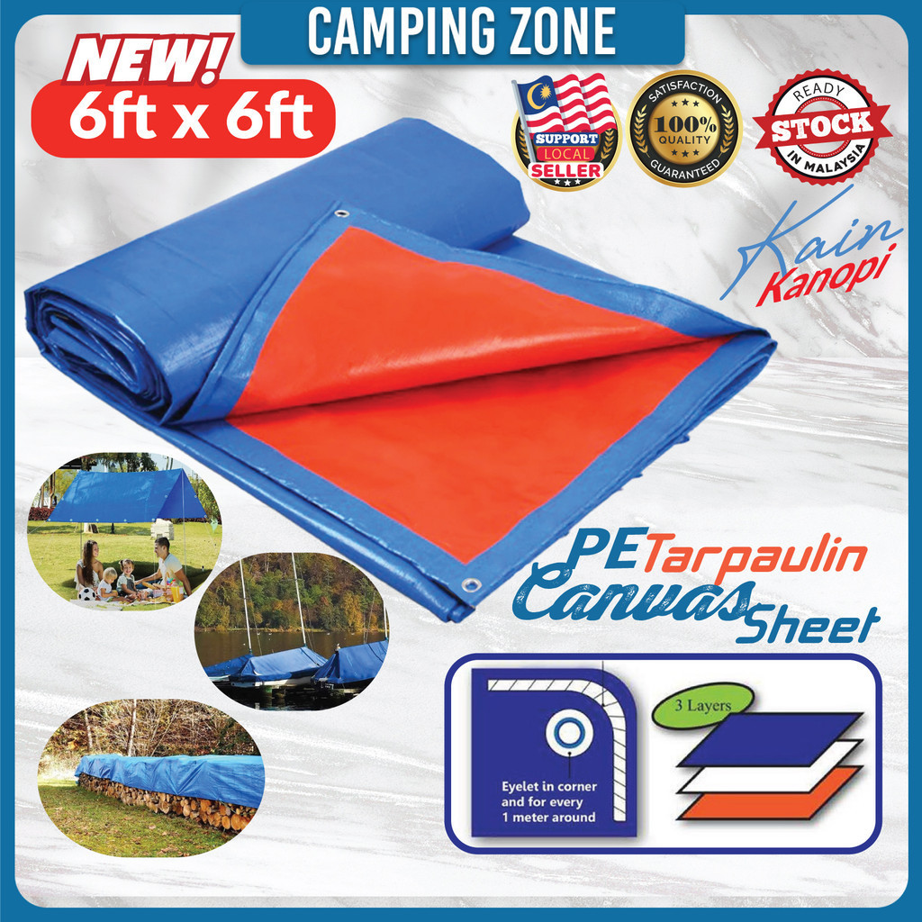 6' x 6' Multipurpose Waterproof PE Tarpaulin Canvas Sheet Truck Cover ...
