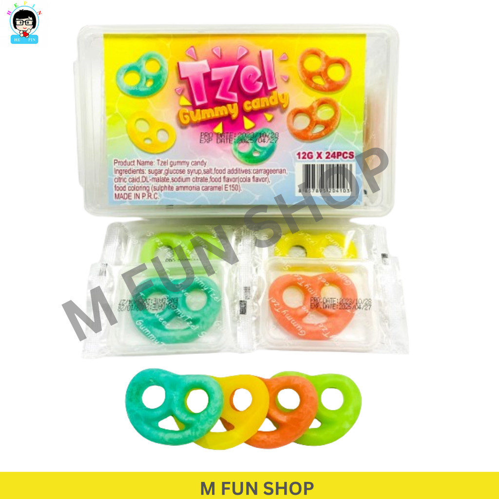 Tzel Candy 24Pcs Colorful Pretzel Shaped Crispy Skin With Center Filled ...
