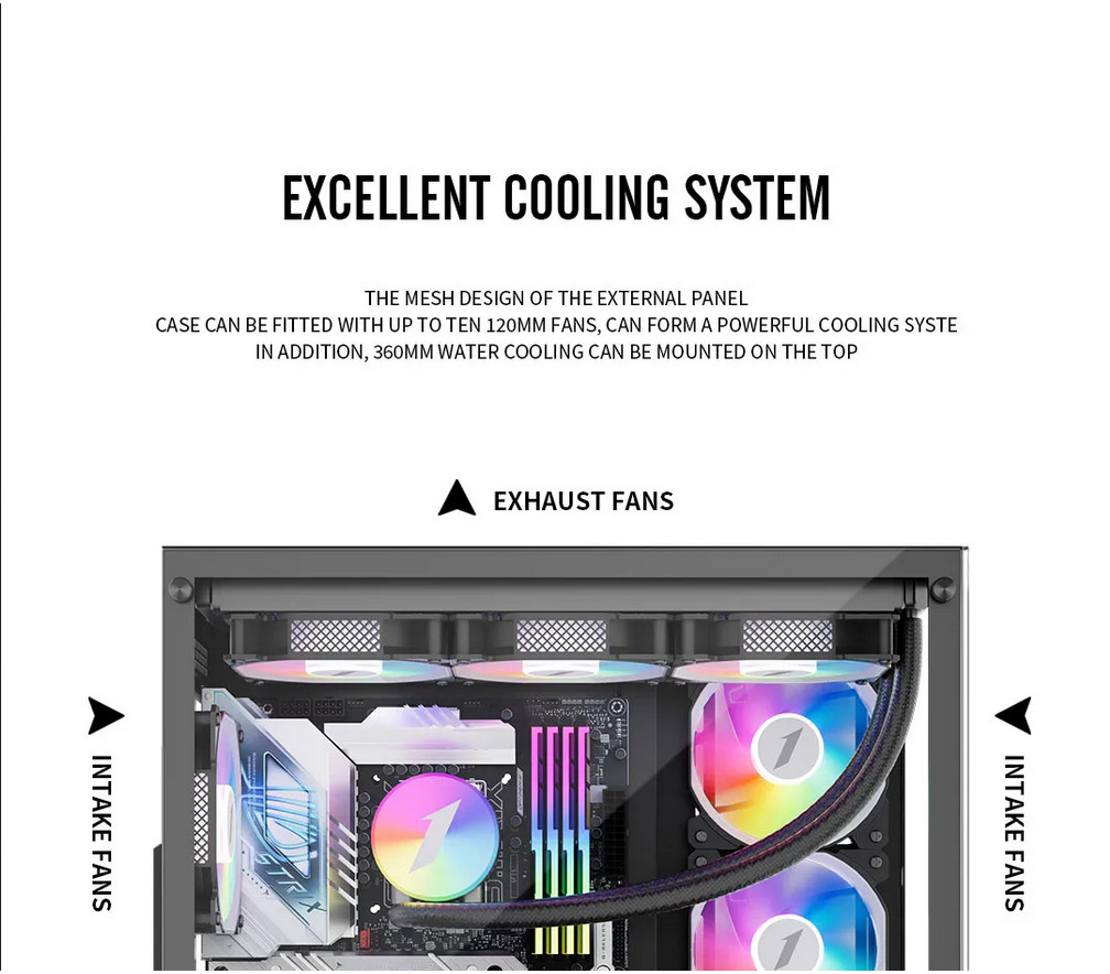 1st Player MV8-TP TRANSPARENT / MV8 Megaview BLACK WHITE ATX Case ...